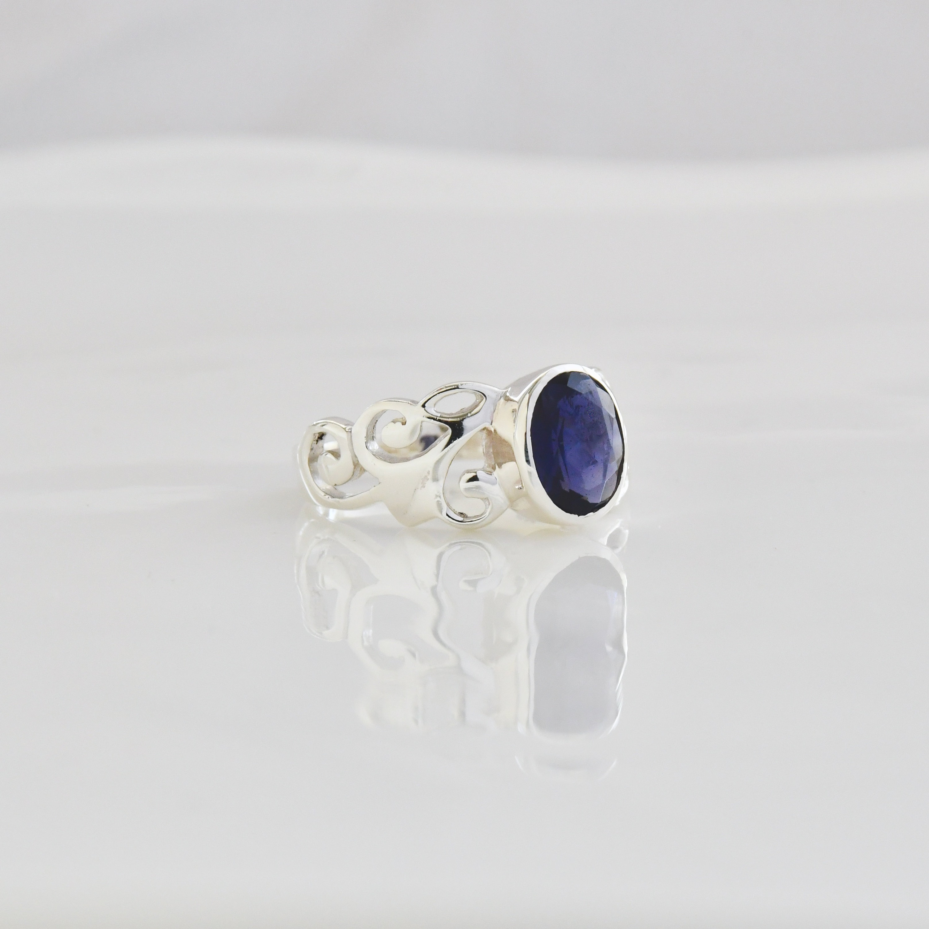 Iolite Ring Natural Iolite Gemstone Sterling Silver Dainty | Etsy