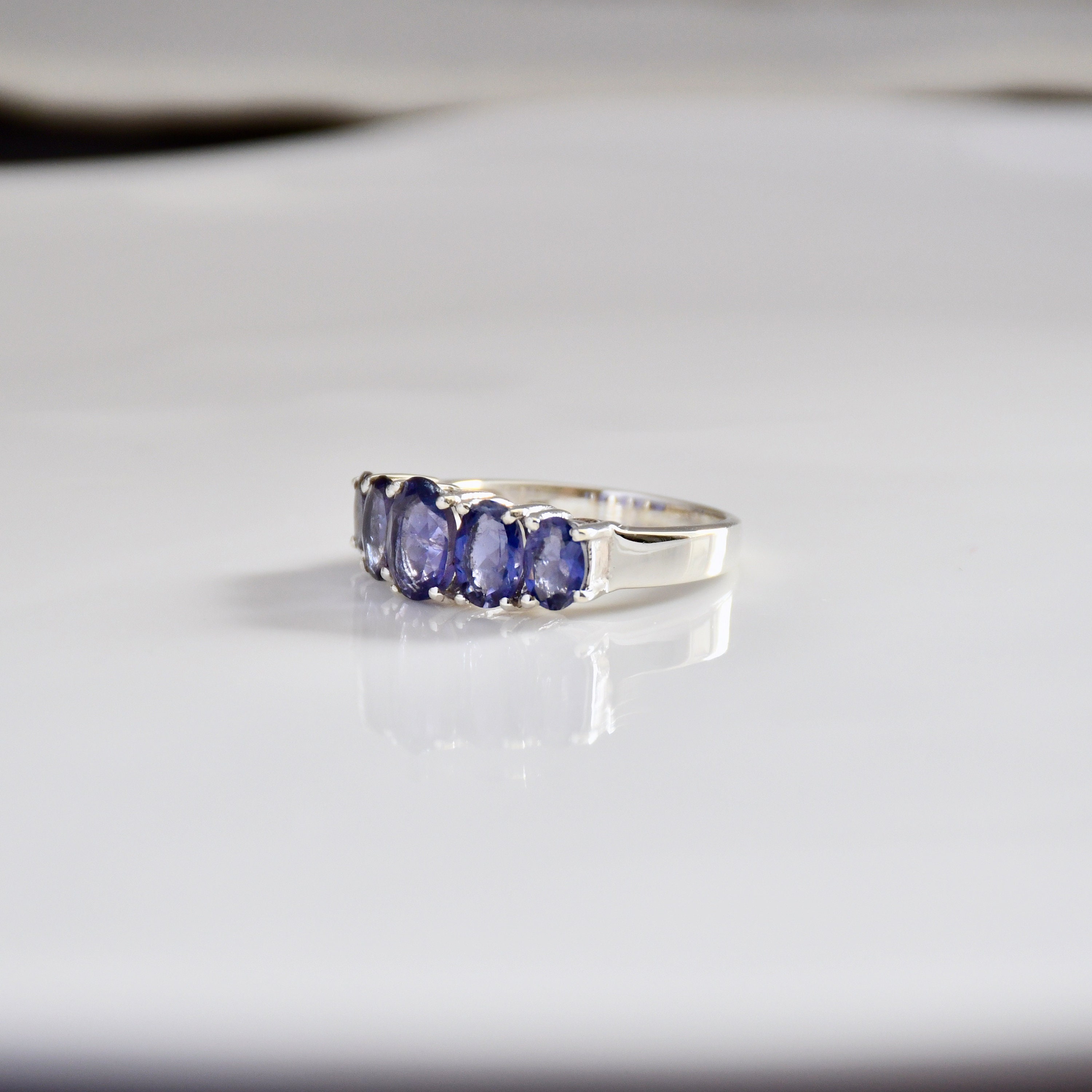 Oval Iolite Sterling Silver Band Ring, Statement Jewelry - Etsy