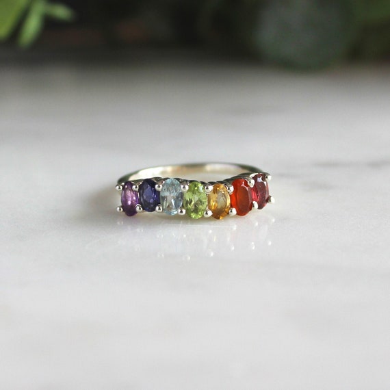 Chakra Ring Natural Seven Gemstone Chakra Healing Ring - Etsy