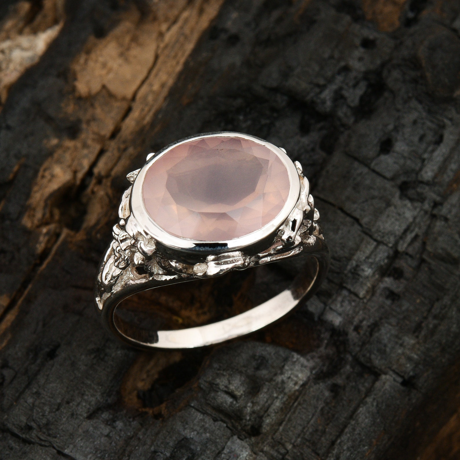 Oval Rose Quartz 925 Sterling Silver Ring, Elegant Gemstone Ring - Etsy