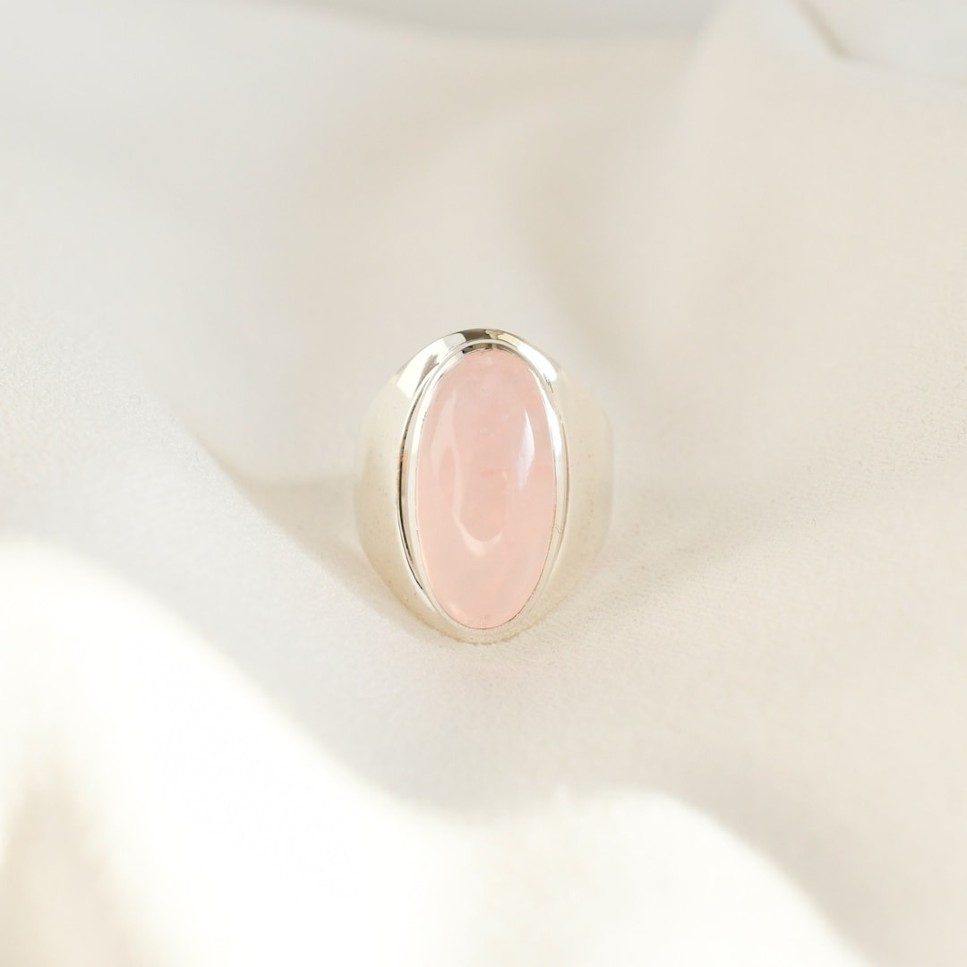 Rose Quartz Ring, Statement Ring, Natural Gemstone, Large Pink Crystal ...