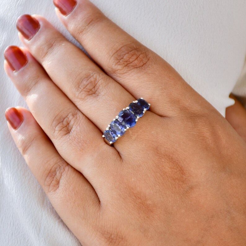 Oval Iolite Sterling Silver Band Ring, Statement Jewelry - Etsy