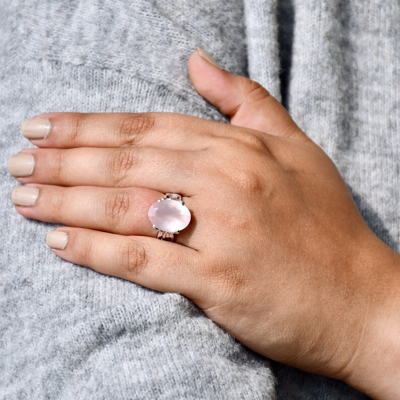 Rose Quartz Ring Designer Statement Ring Natural Gemstone - Etsy