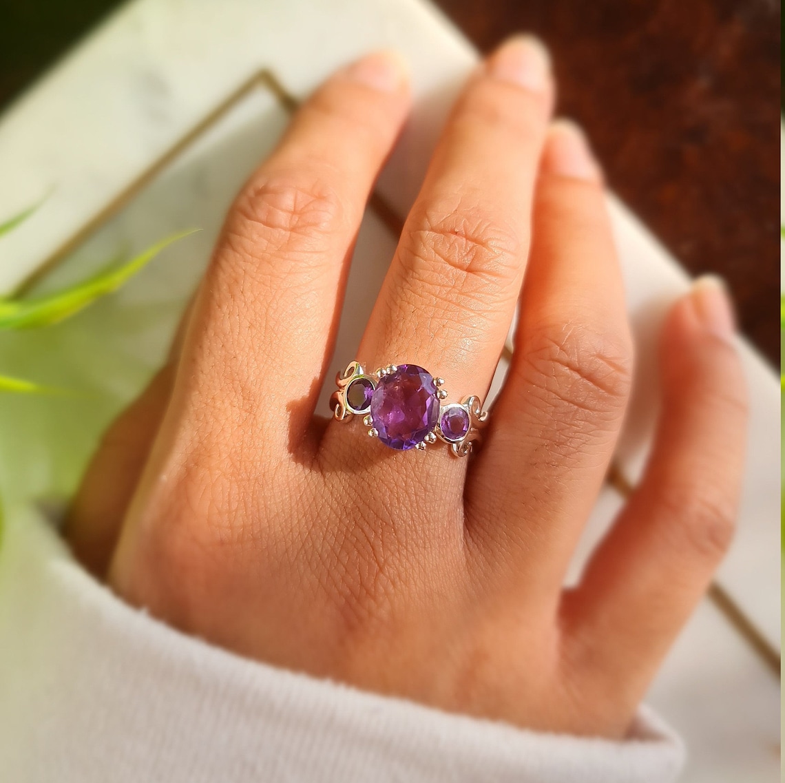 Unique Amethyst Ring Natural Amethyst February Birthstone - Etsy