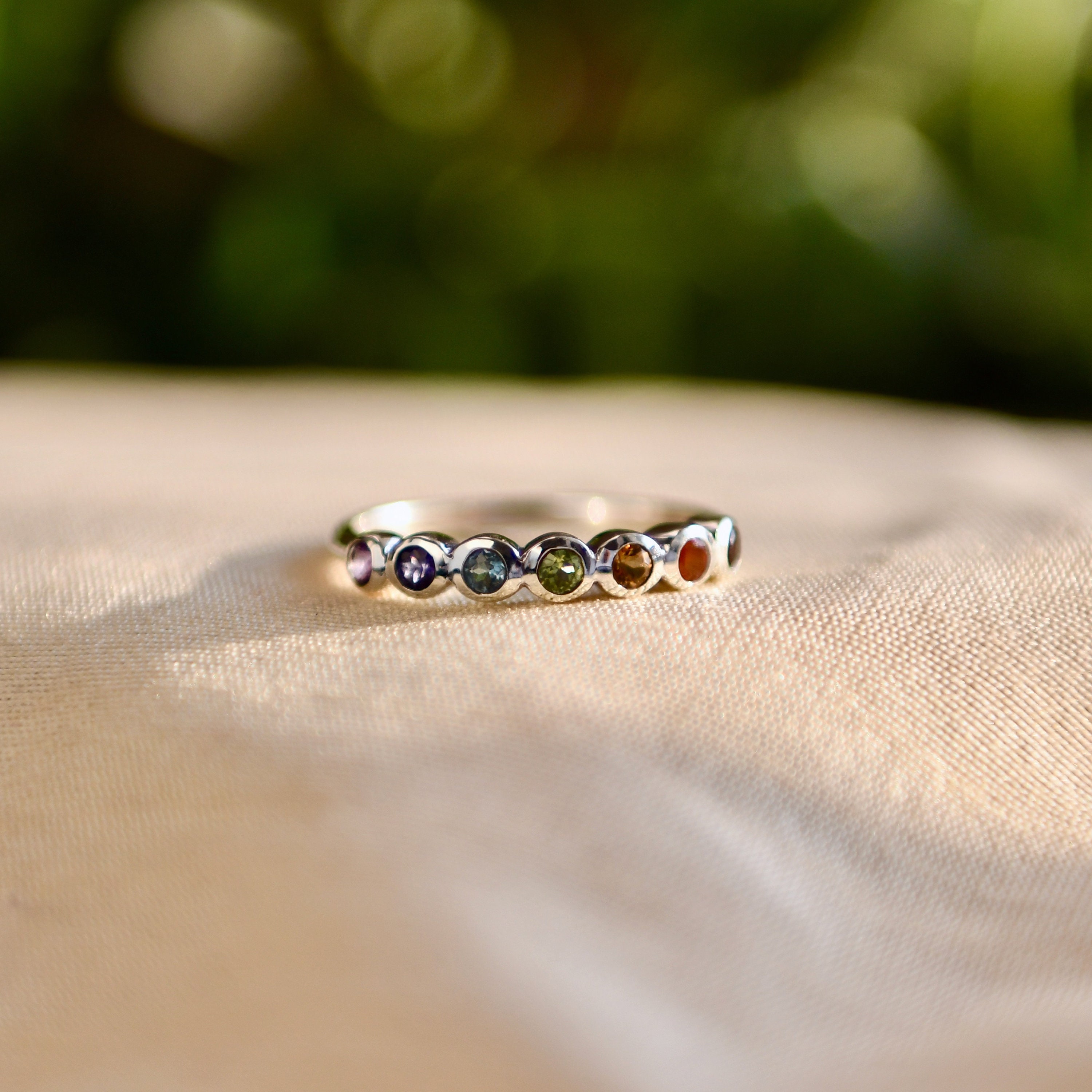 Chakra Ring Natural Seven Gemstones Chakra Healing Band | Etsy