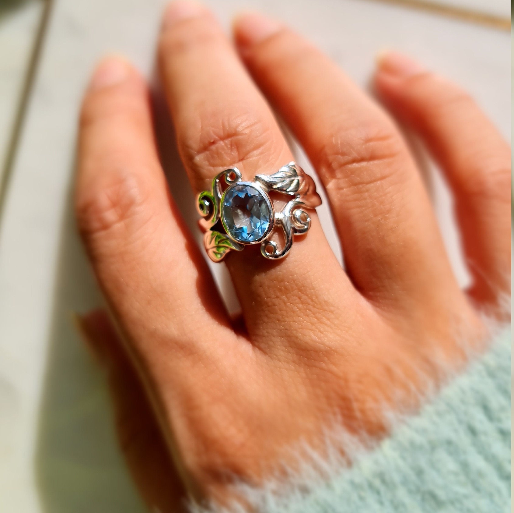 Blue Topaz Ring Natural Topaz Ring December Birthstone | Etsy