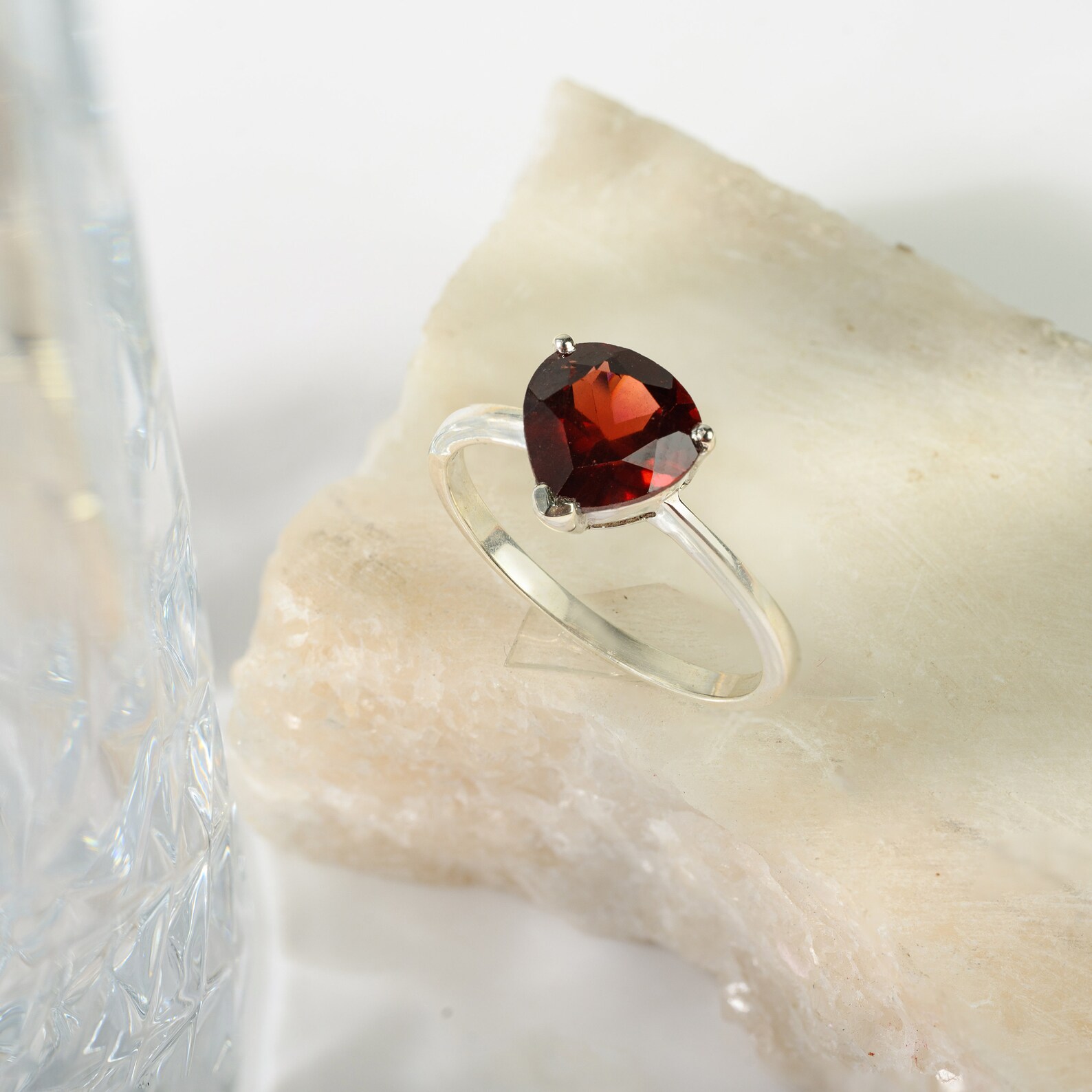 Dainty Garnet Heart Ring, 925 Sterling Silver, January Birthstone - Etsy