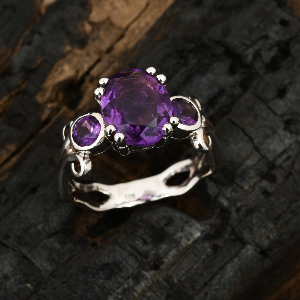 Unique Amethyst Ring Natural Amethyst February Birthstone - Etsy