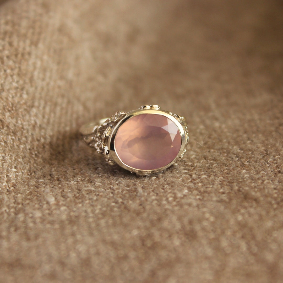 Rose Quartz Ring, Large Rose Quartz Ring, Unique Ring, Natural Gemstone ...