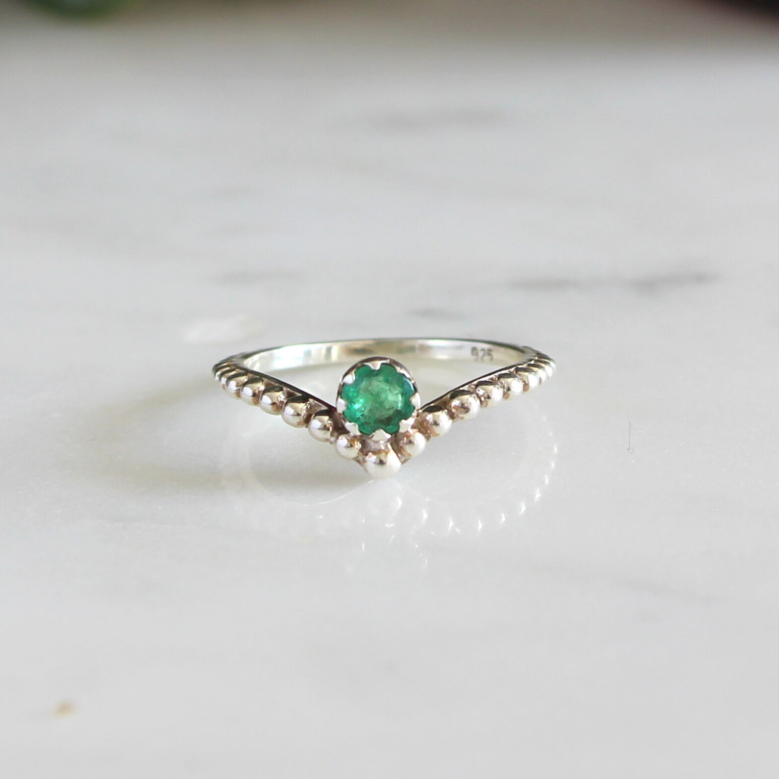 Minimalist Emerald Ring Natural Emerald Stacking Rings May | Etsy