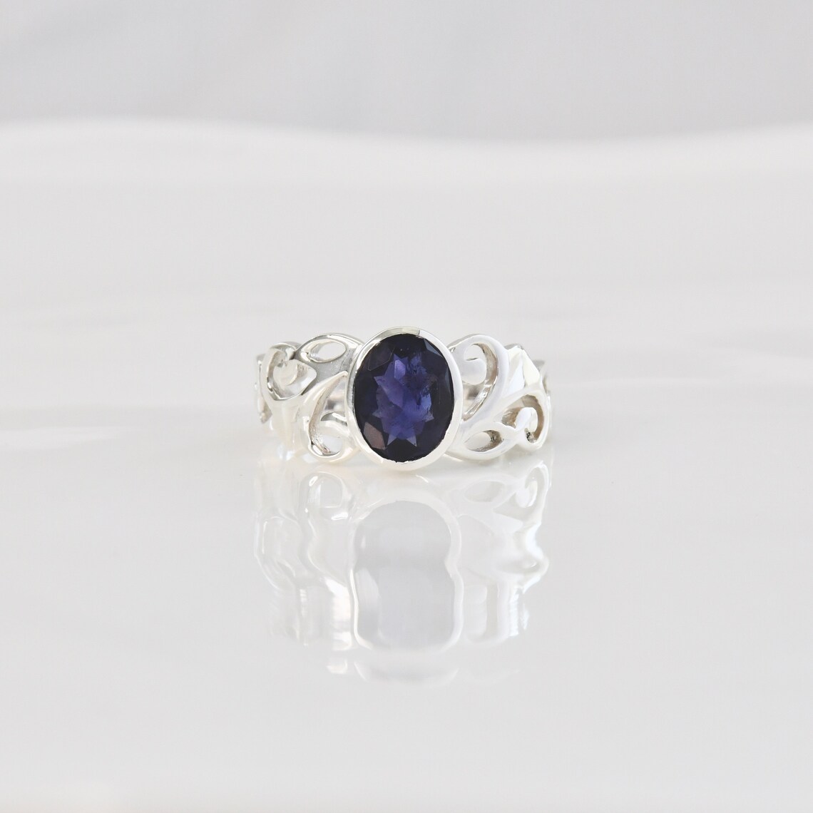 Iolite Ring Natural Iolite Gemstone Sterling Silver Dainty | Etsy