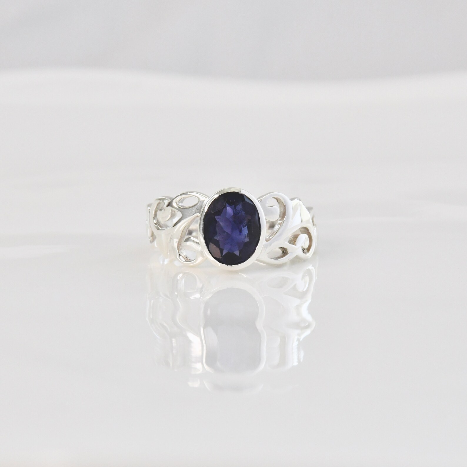 Handmade Iolite Ring, Sterling Silver, Indigo Blue Oval Gemstone - Etsy