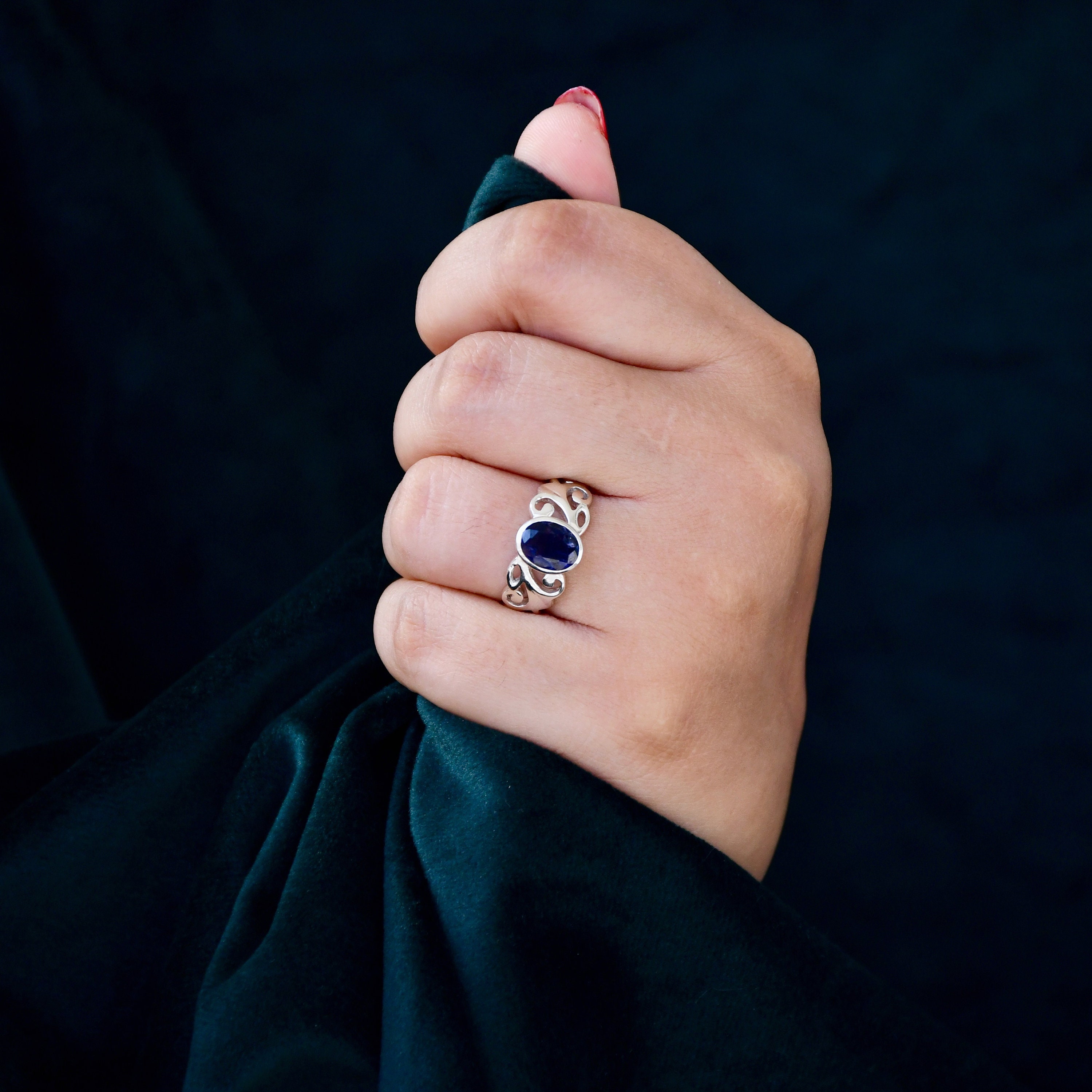 Handmade Iolite Ring, Sterling Silver, Indigo Blue Oval Gemstone - Etsy