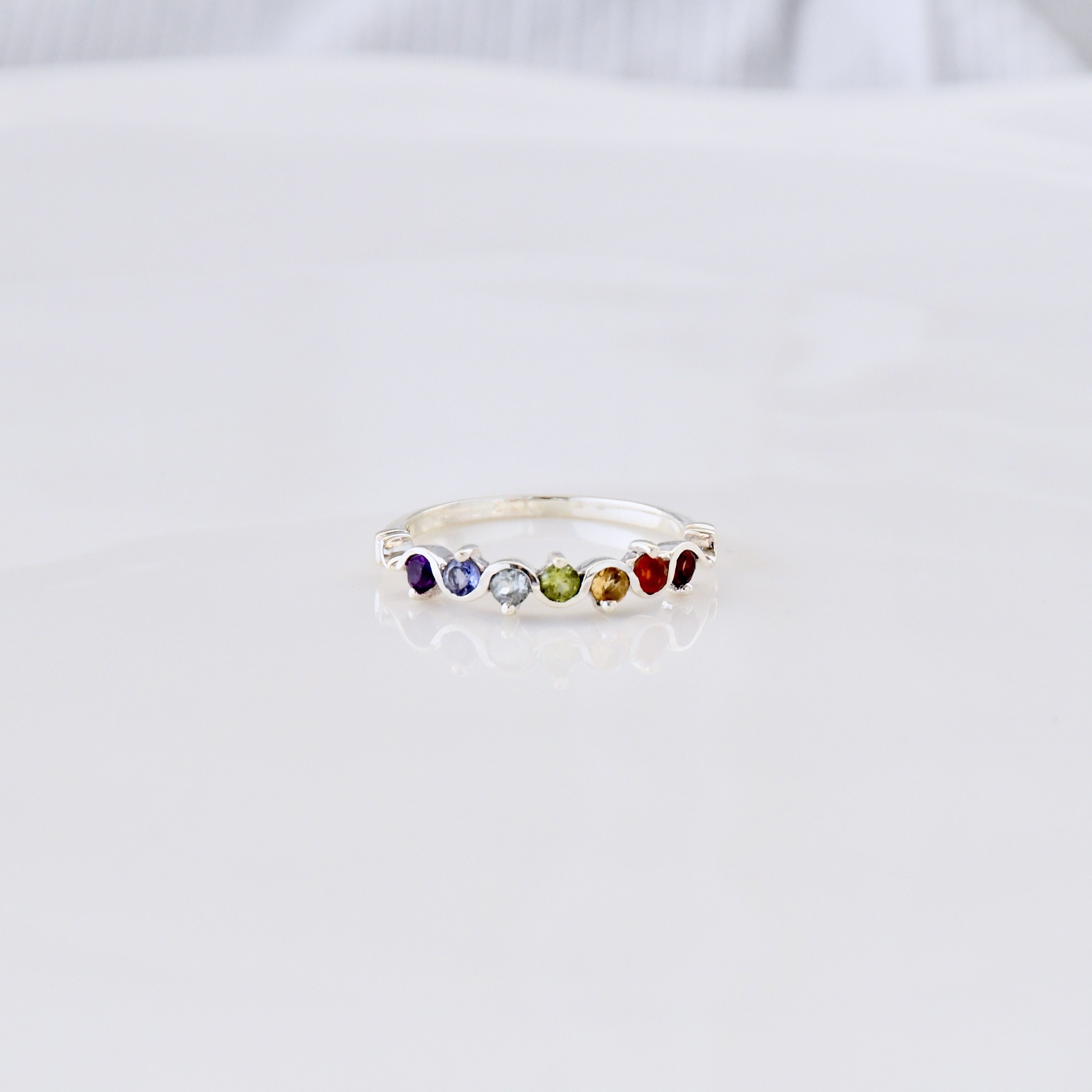 Chakra Ring Natural Seven Gemstone Chakra Healing Ring - Etsy