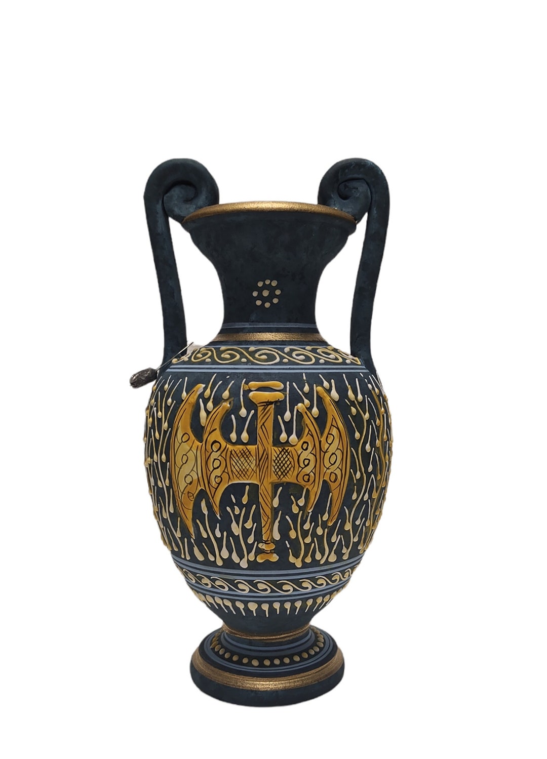 Ancient Greek Blue Vase, Double Axe Minoan Art, Greek Ceramic, Knossos ...