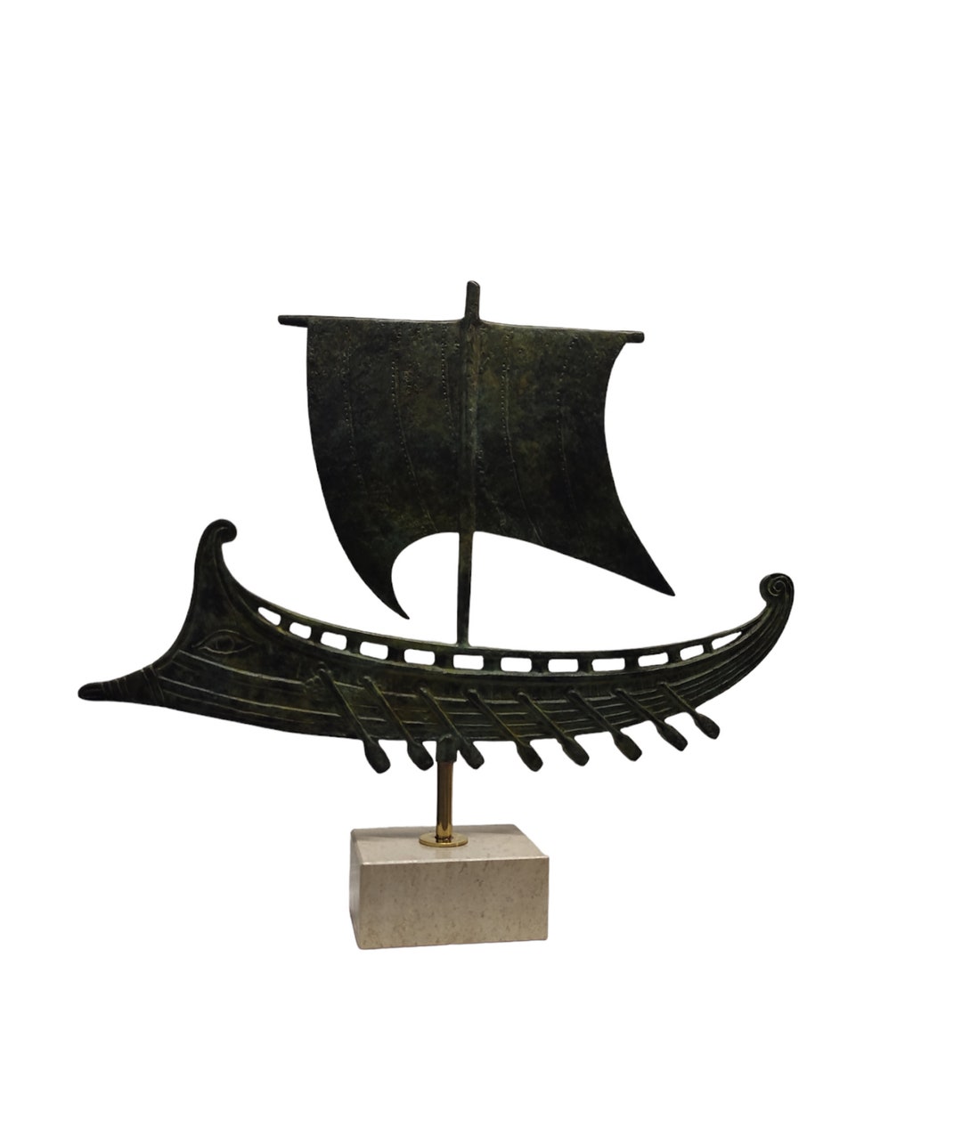 Trimere Bronze Greek Ancient Ship on Marble Base Cold Cast Bronze and ...