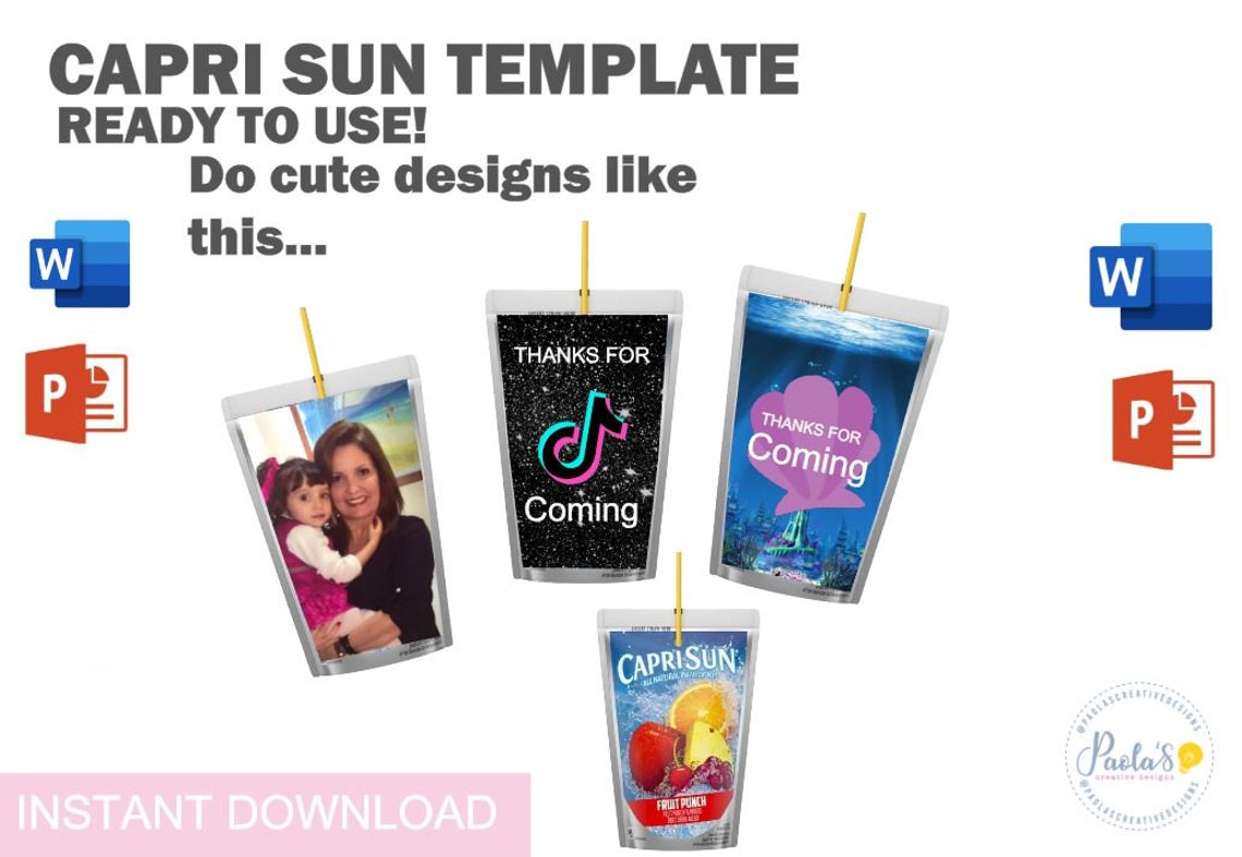 Capri Sun Juice Label Template, Juice Pouch Template, DIY Printable ...