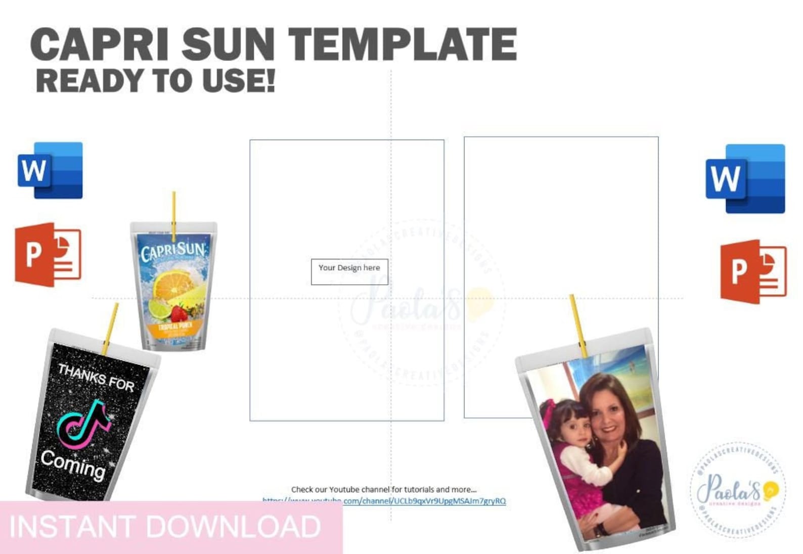 Capri Sun Juice Label Template, Juice Pouch Template, DIY Printable ...