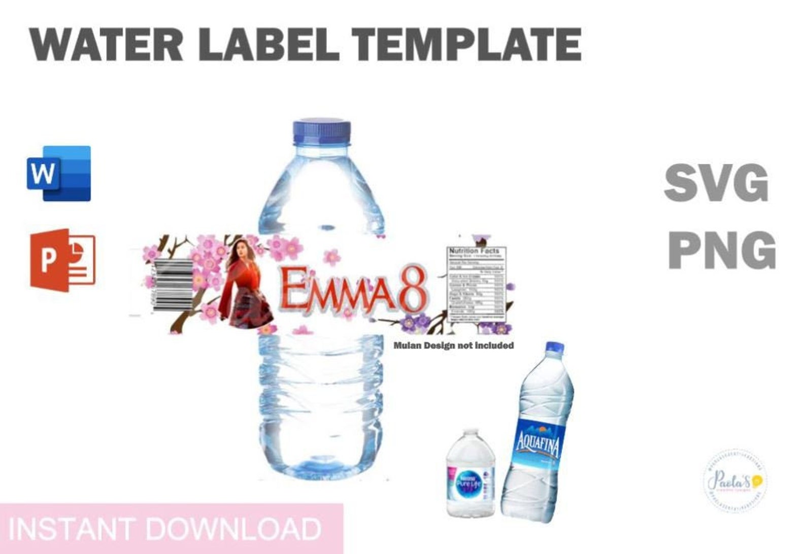 Water Bottle Label Template, PSD, Microsoft Word Doc Format, Blank ...