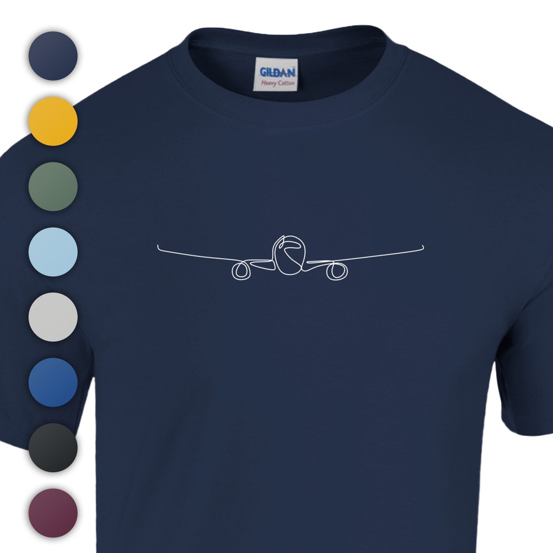 One Line Drawing Aeroplane T-shirt, Aviation Gift, Airline Enthusiast ...