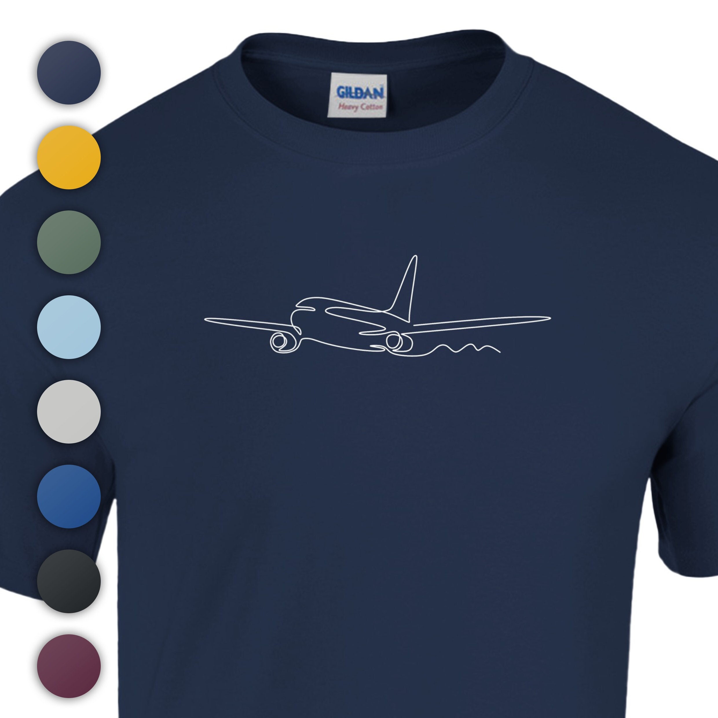 One Line Drawing Aeroplane T-shirt, Aviation Gift, Airline Enthusiast ...