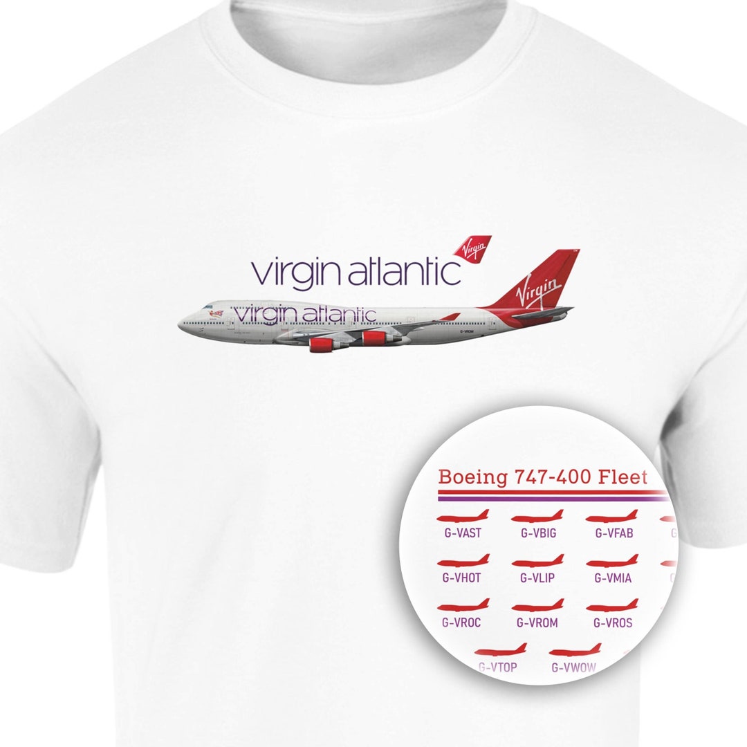 Retro Virgin Atlantic Boeing 747 Fleet T-shirt, Aviation Gift, Airline ...