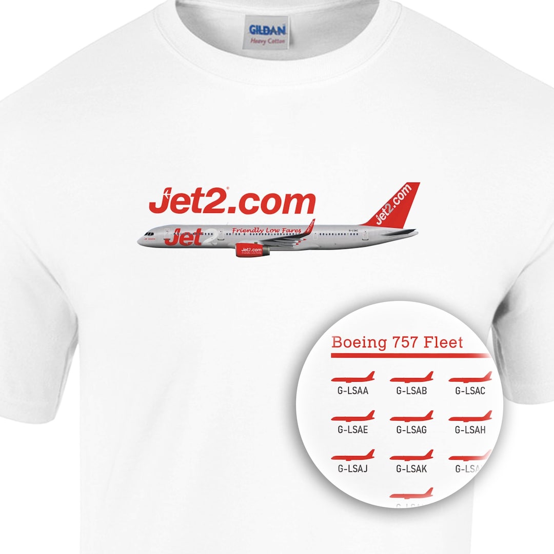 Jet2 Boeing 757 Fleet T-shirt, Aviation Gift, Airline Enthusiast Gift ...