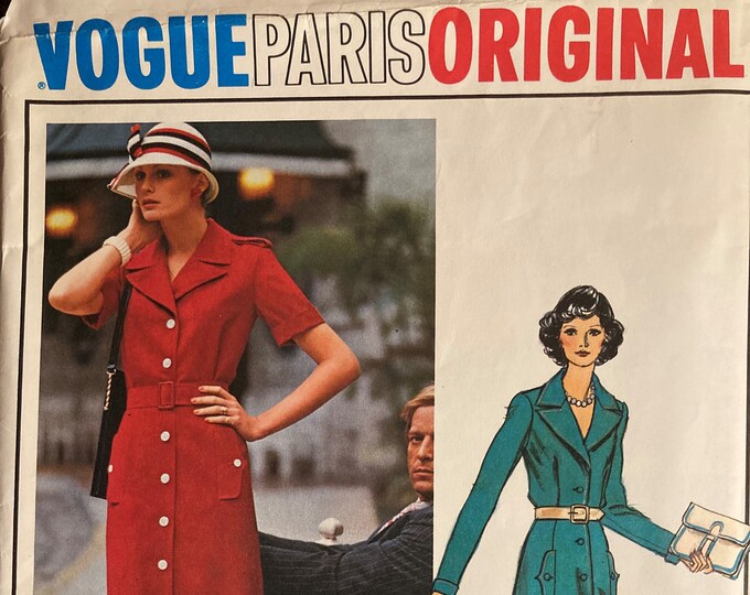 Vintage Jean Patou Vogue Paris Original Sewing Pattern Shirtdress Dress ...