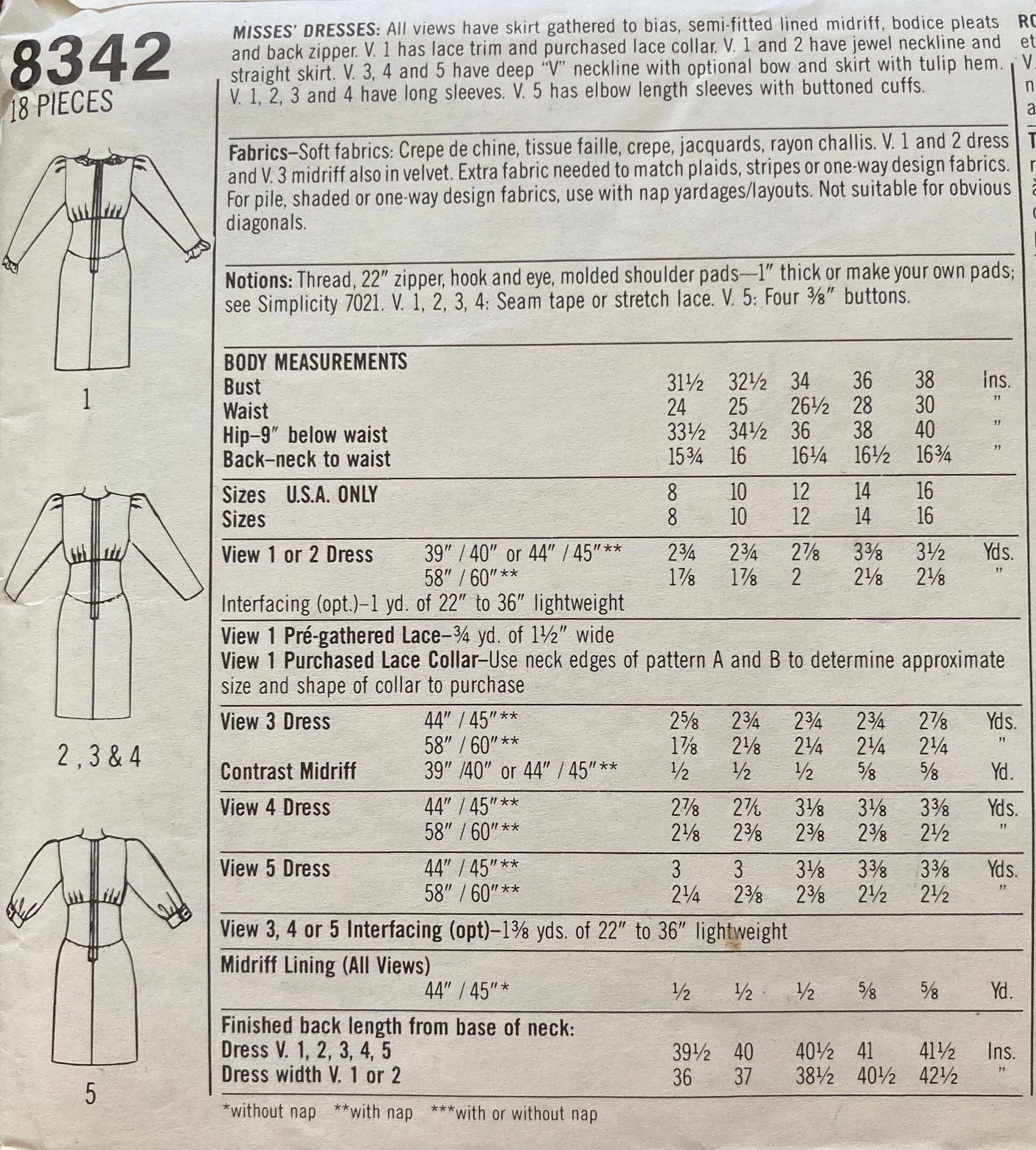 Vintage 1980s Sewing Pattern Midriff Dress Miss Size 10 Shoulder Pads ...