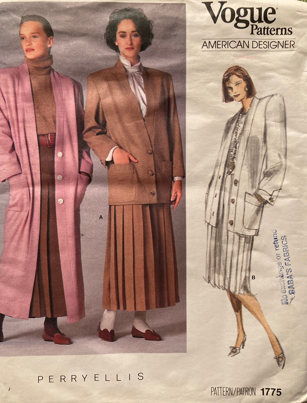 Vogue American Designer Vintage Sewing Pattern Perry Ellis Loose Fit ...