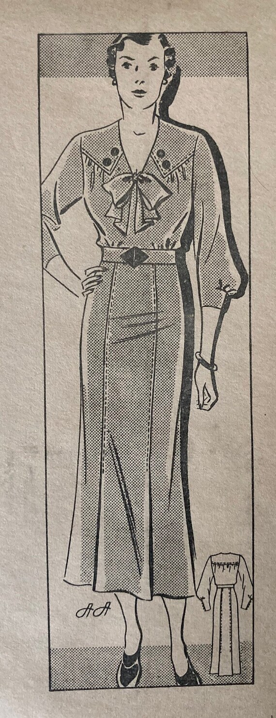 Vintage Anne Adams 1930s Sewing Pattern Yoked Dress With | Etsy