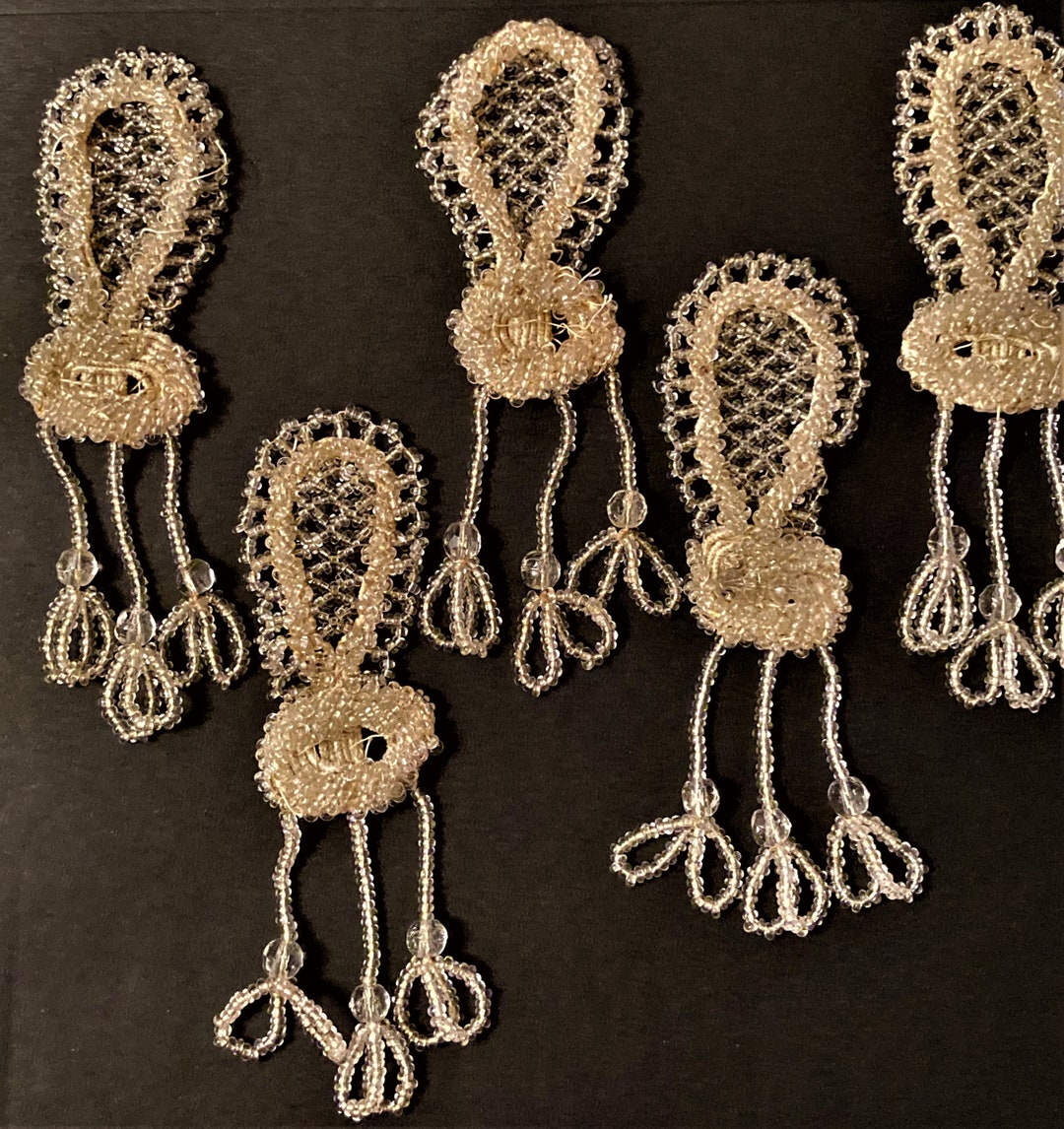 Antique Glass Beadwork Trim Art Deco Dress Decorations 1920s Beaded ...