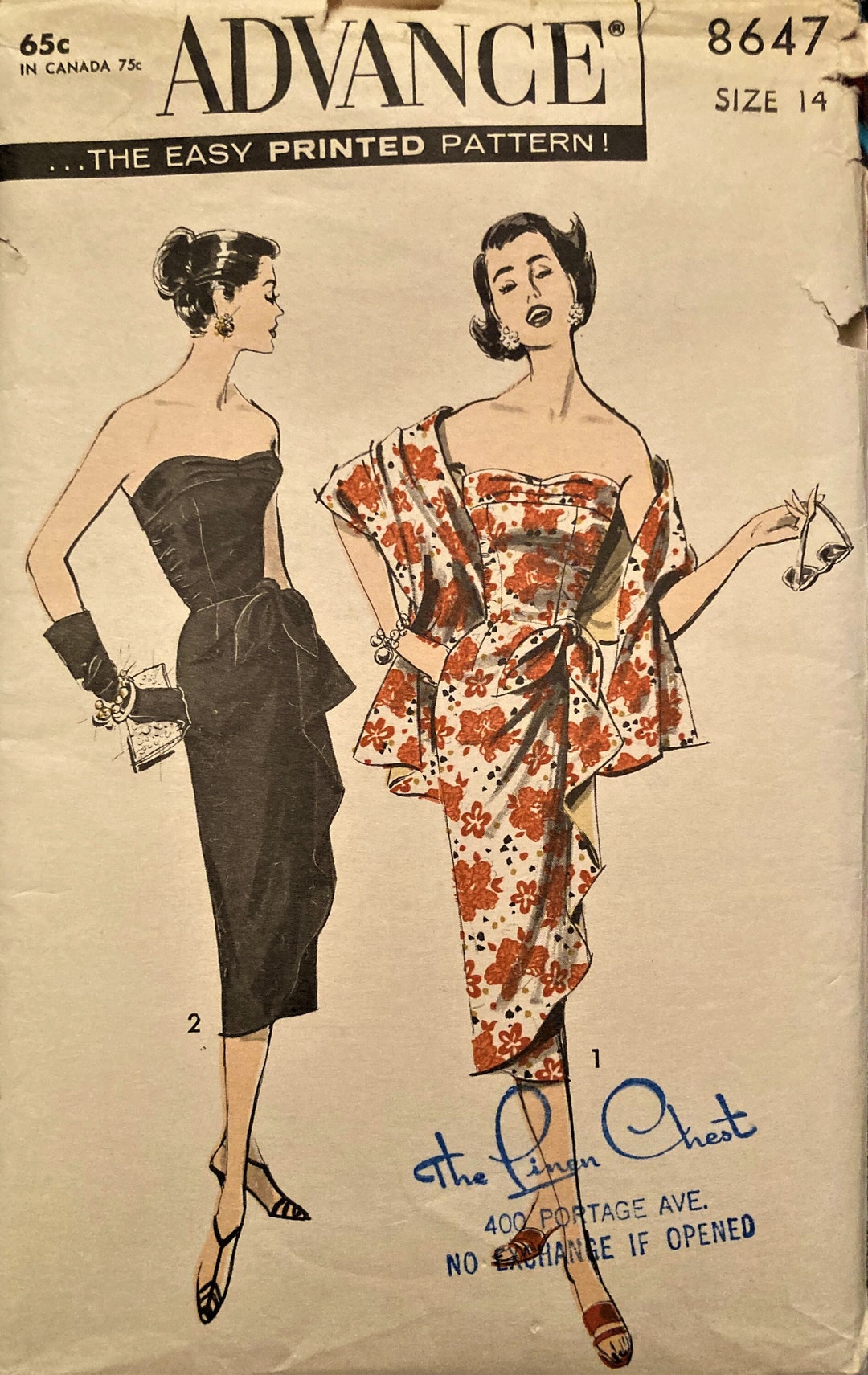 Vintage Sewing Pattern Misses 1950s Sarong Dress and Stole Size 14 ...