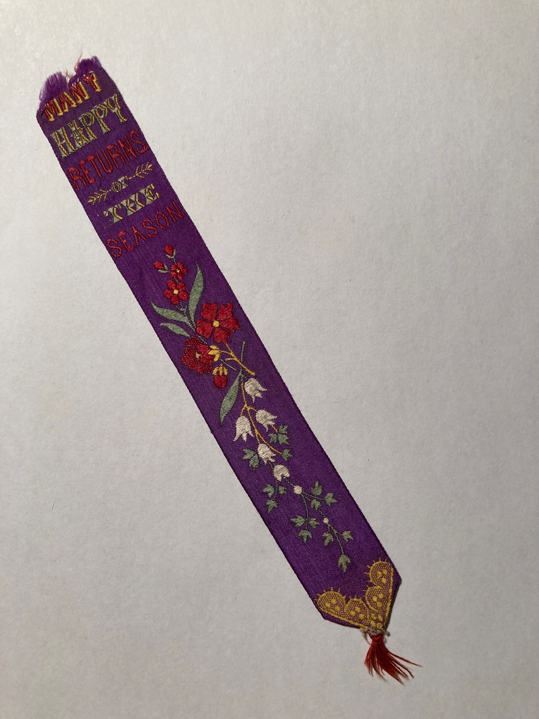 Antique Victorian Purple Silk Brocade Tassel Lace Bookmark 1800s Silk ...