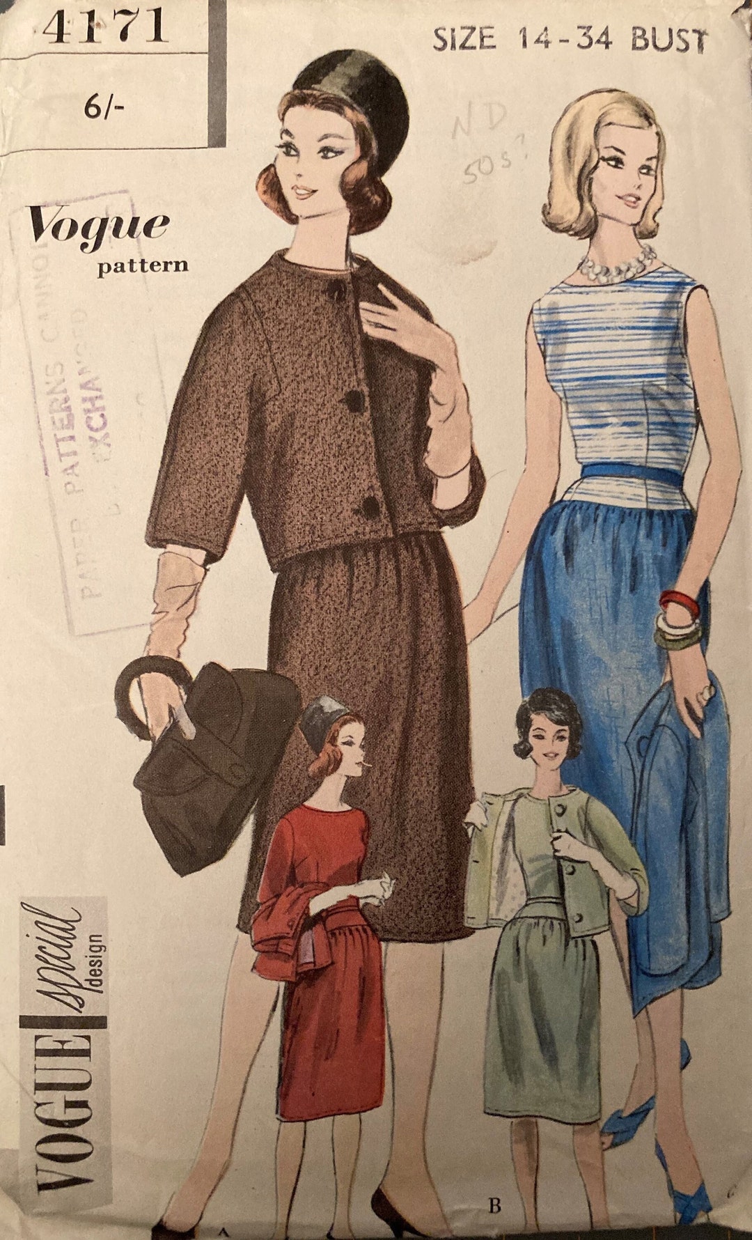 Vintage Vogue Special Design Sewing Pattern 1960 Dress and Jacket Size ...
