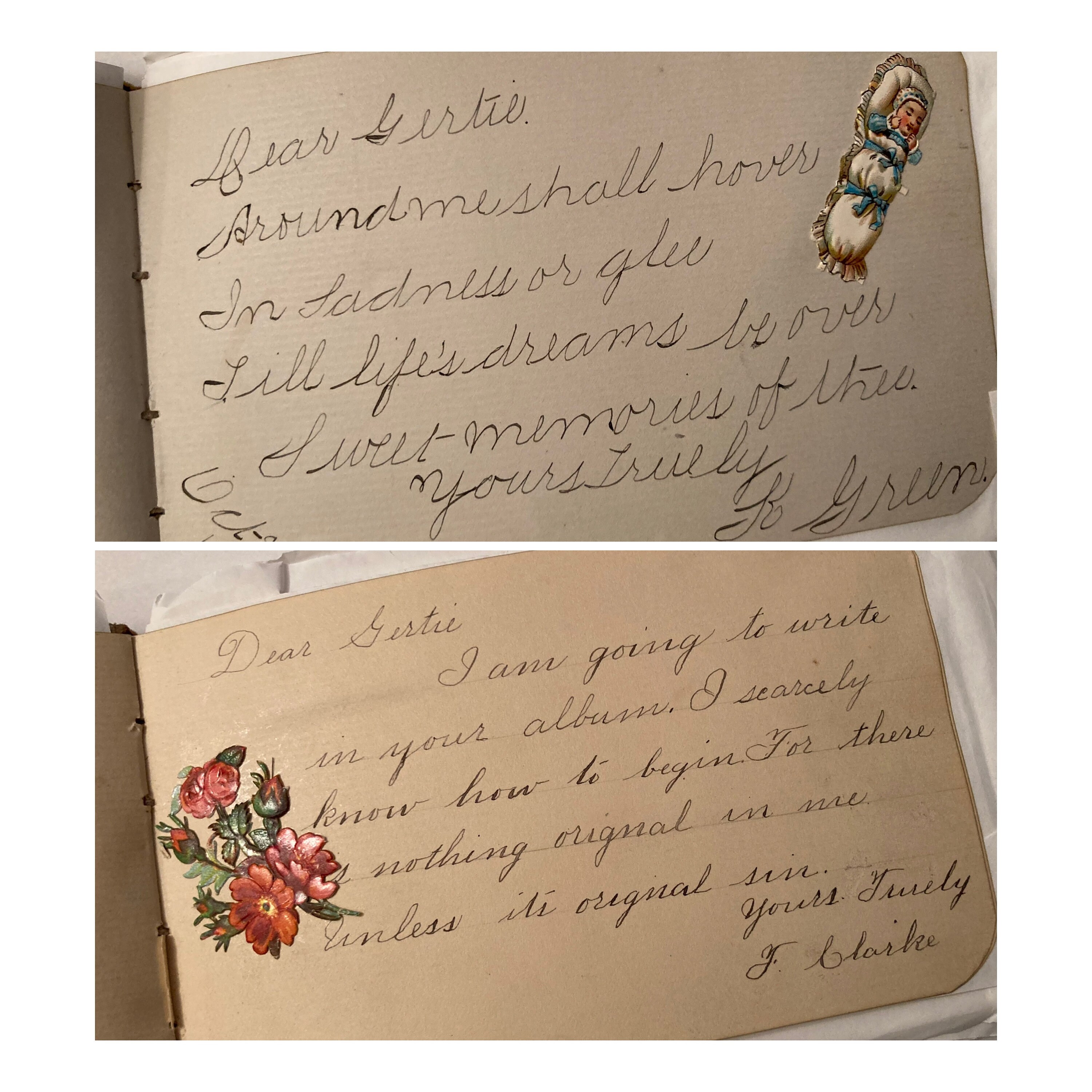 Antique Autograph Book 1880s Victorian Ephermera Embossed Cover Scraps ...