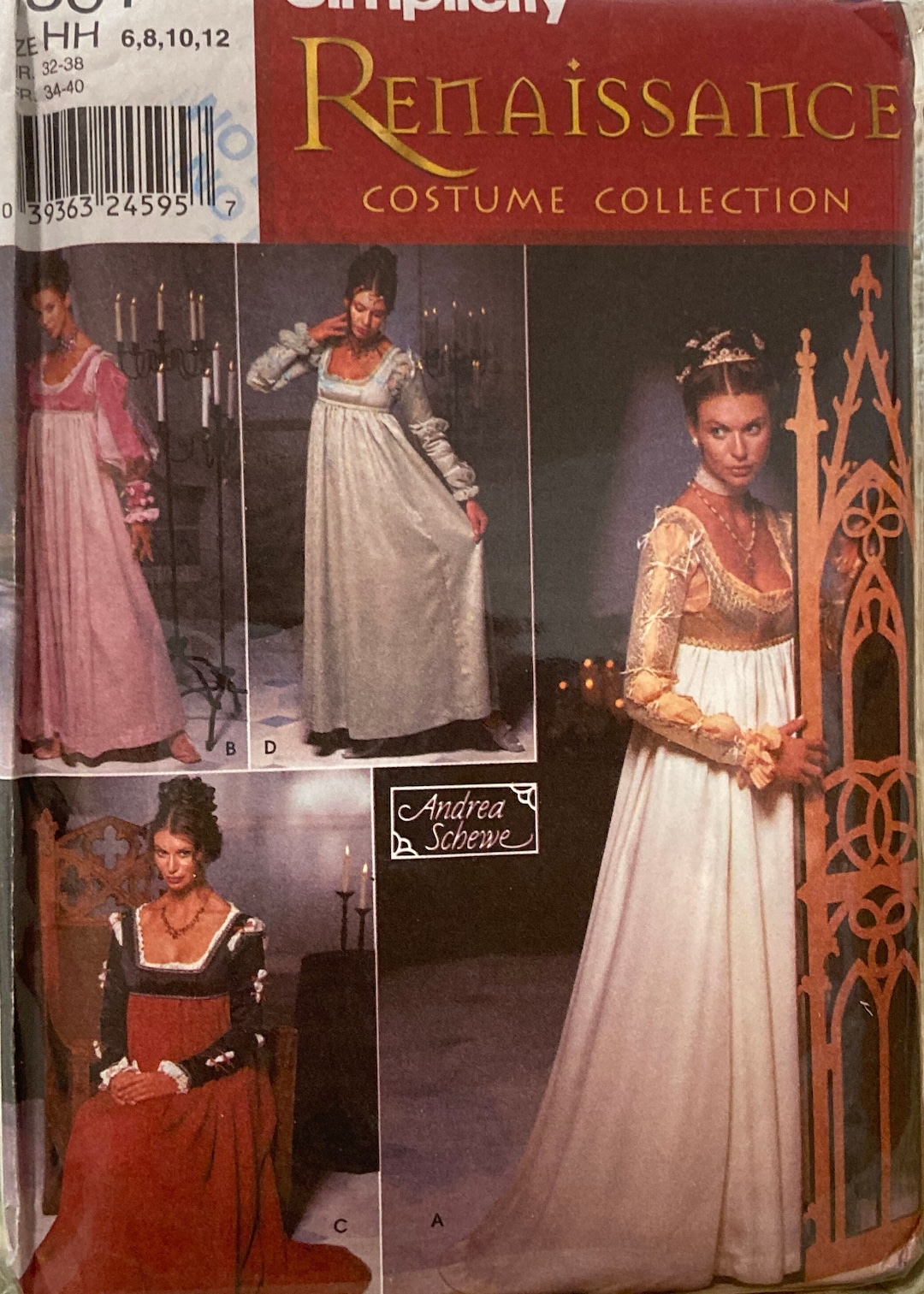 Historical Sewing Pattern 1500s Gown Blouse Gauntlets Uncut FF Misses 6 ...
