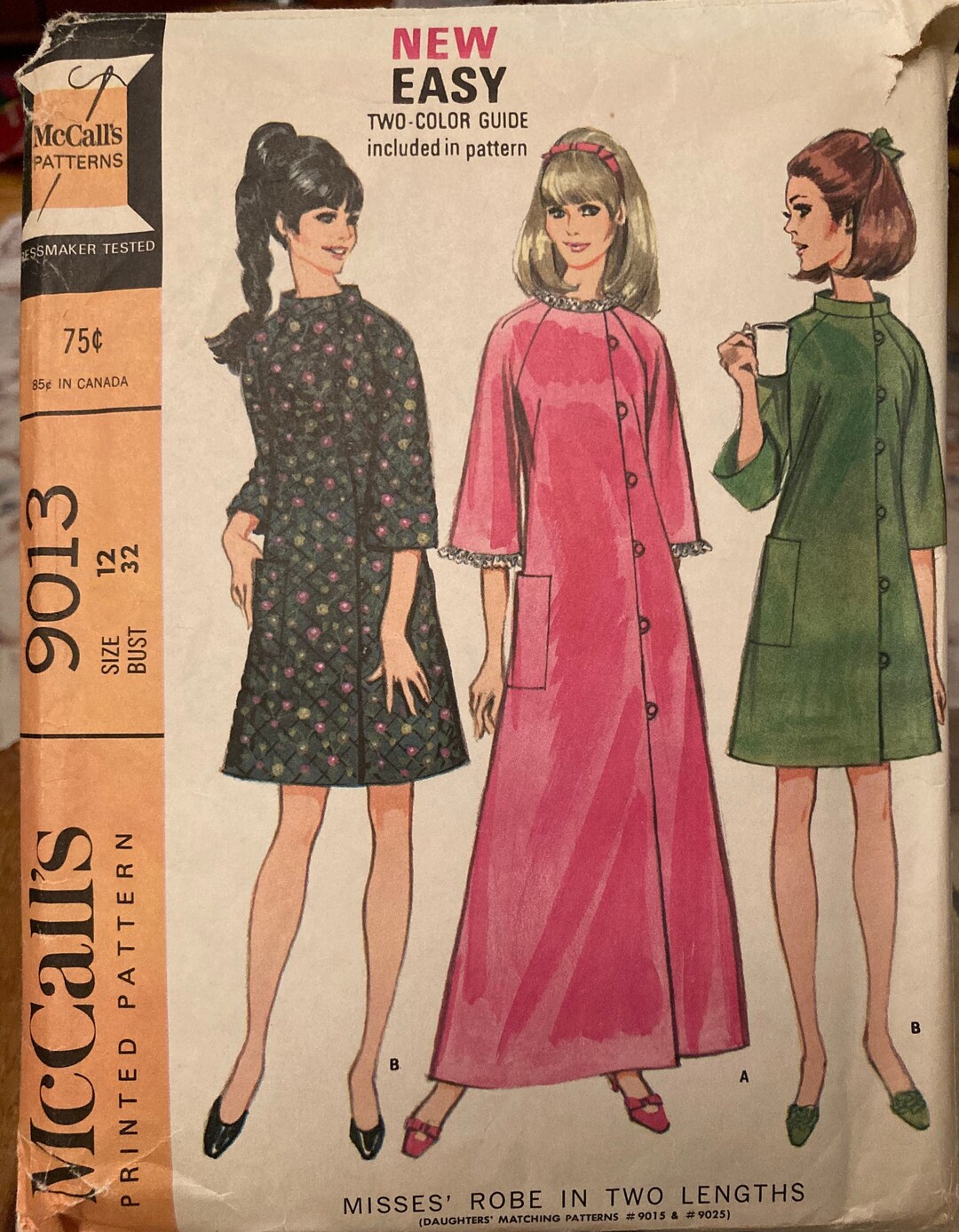 Vintage Vogue Sewing Pattern Misses Robe Size 12 Late 1960s Loungewear ...