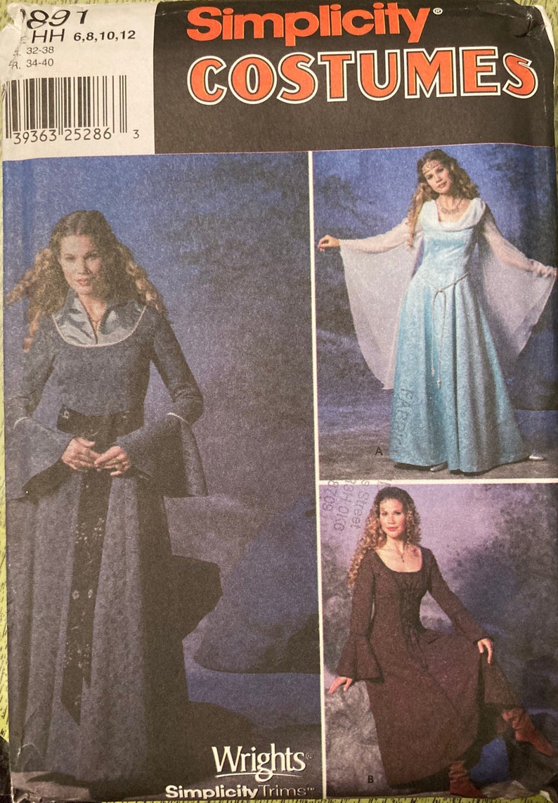 Misses Costume Sewing Pattern Medieval Gown Cotehardie Uncut FF Misses ...