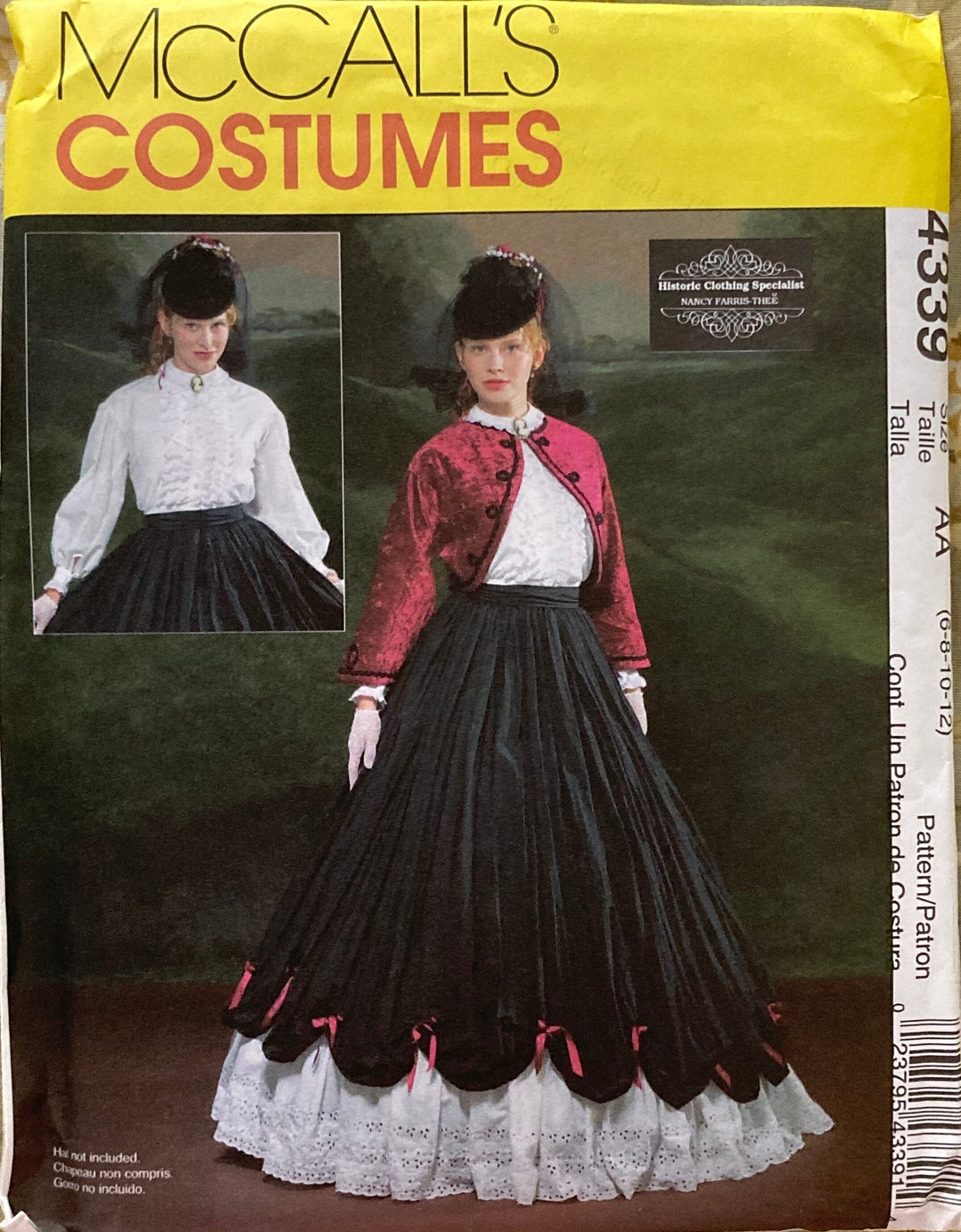 Civil War Era Costume Sewing Pattern Bolero Jacket Blouse Collar Full ...