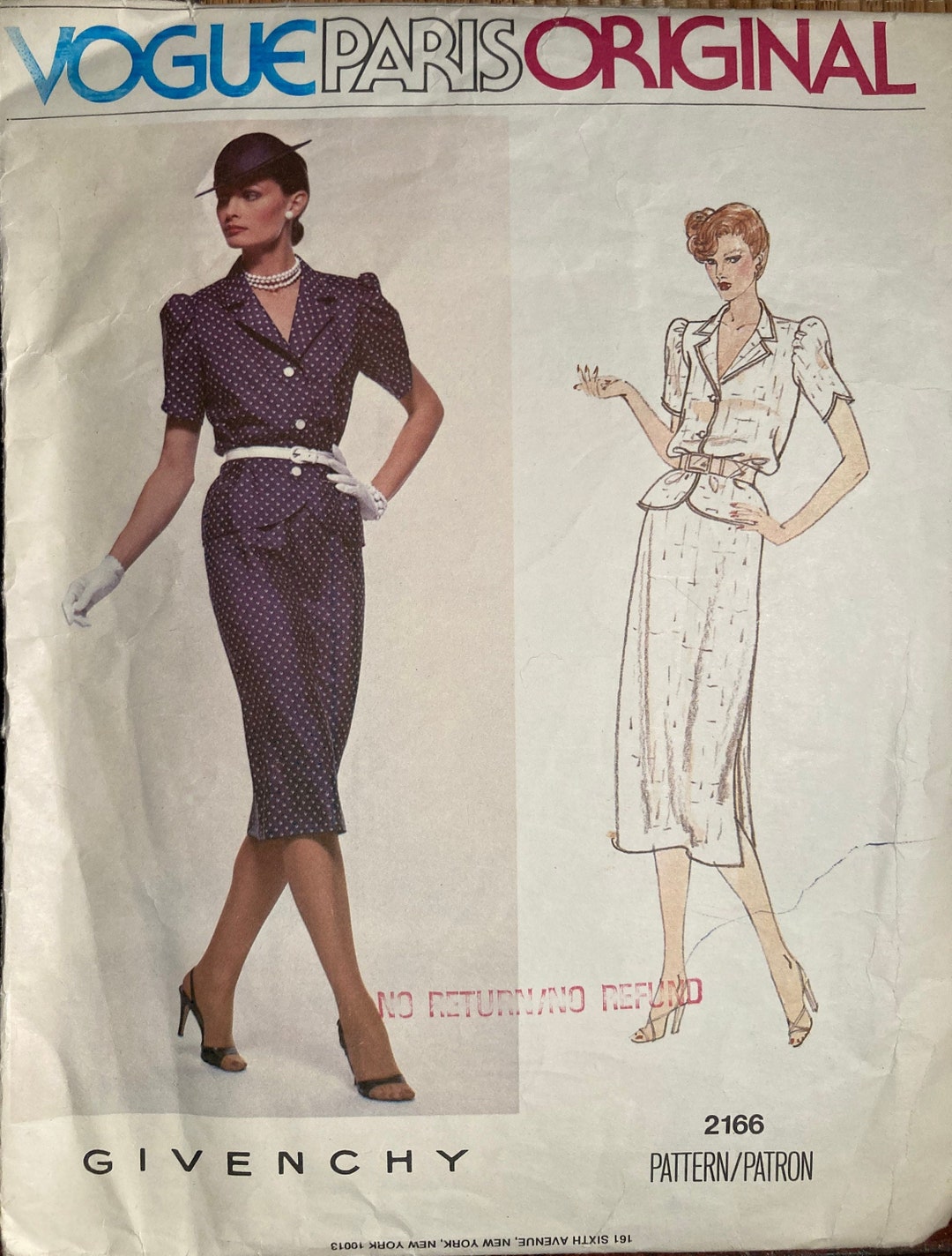 Givenchy Vogue Paris Original Sewing Pattern Notched Collar Top ...