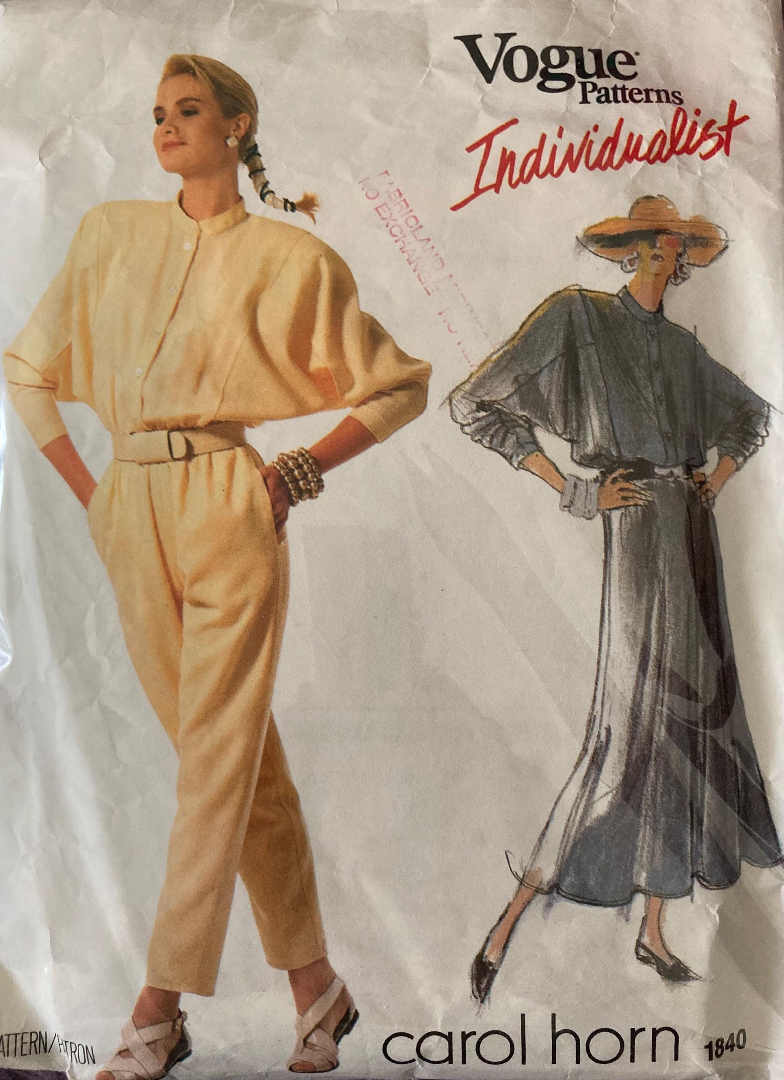 Vintage Sewing Pattern Women's 1980s Wide Individualist Carol Horn ...
