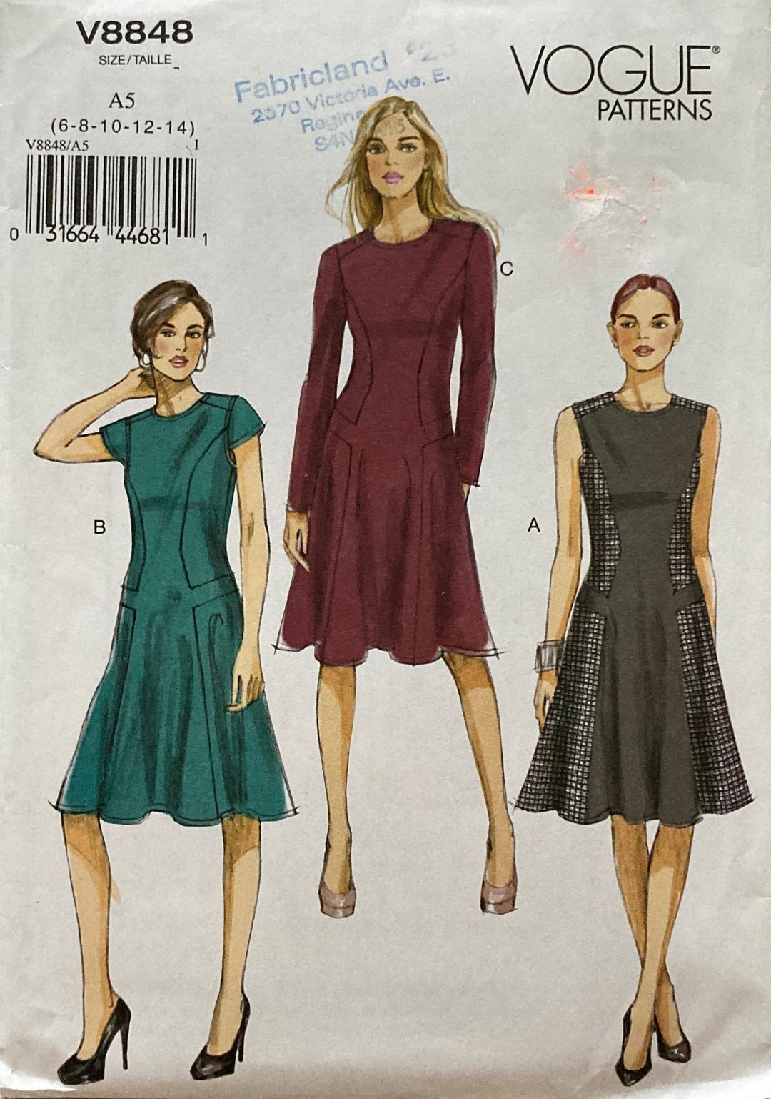 Sewing Pattern Close Fitting Pieced Dress Seam Details Uncut FF 2012 ...