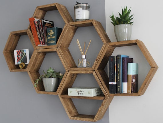Hexagonal Floating Shelves Hexagon Shelf Hexagonal Shelf | Etsy