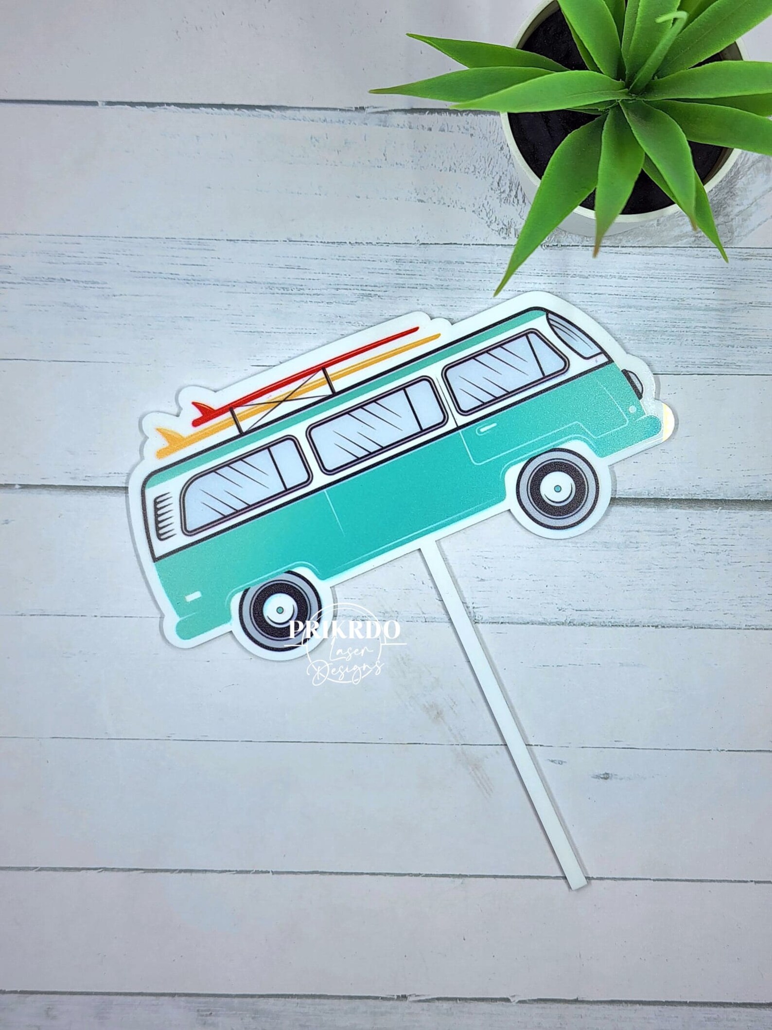 Camper Van Cake Topper / Hippie Van Bus Theme Cake Topper / Acrylic ...