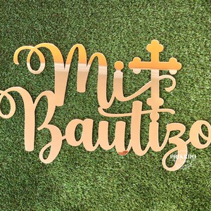 Mi Bautizo + CROSS, Laser Cut Sign, Baptism Backdrop Decoration ...