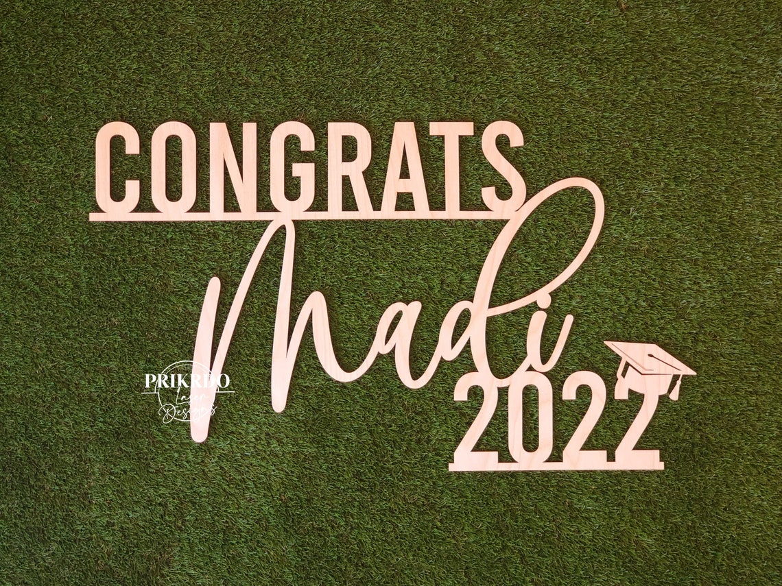 Congrats Grad 2023, Laser Cut Sign, Graduation Backdrop Decoration ...