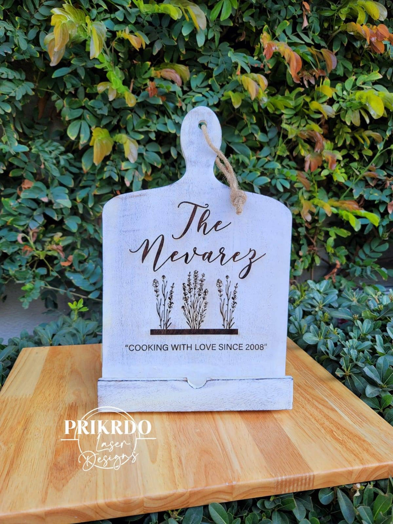 Personalized Engraved Recipe Book Stand Holder Cutting Board | Etsy