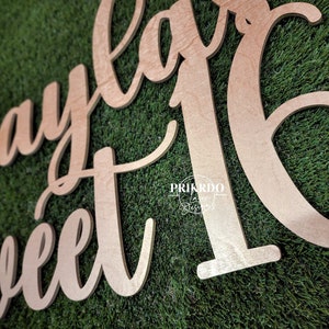 Sweet 16 + NAME, Laser Cut Sign, Sweet Sixteen Backdrop Decoration ...