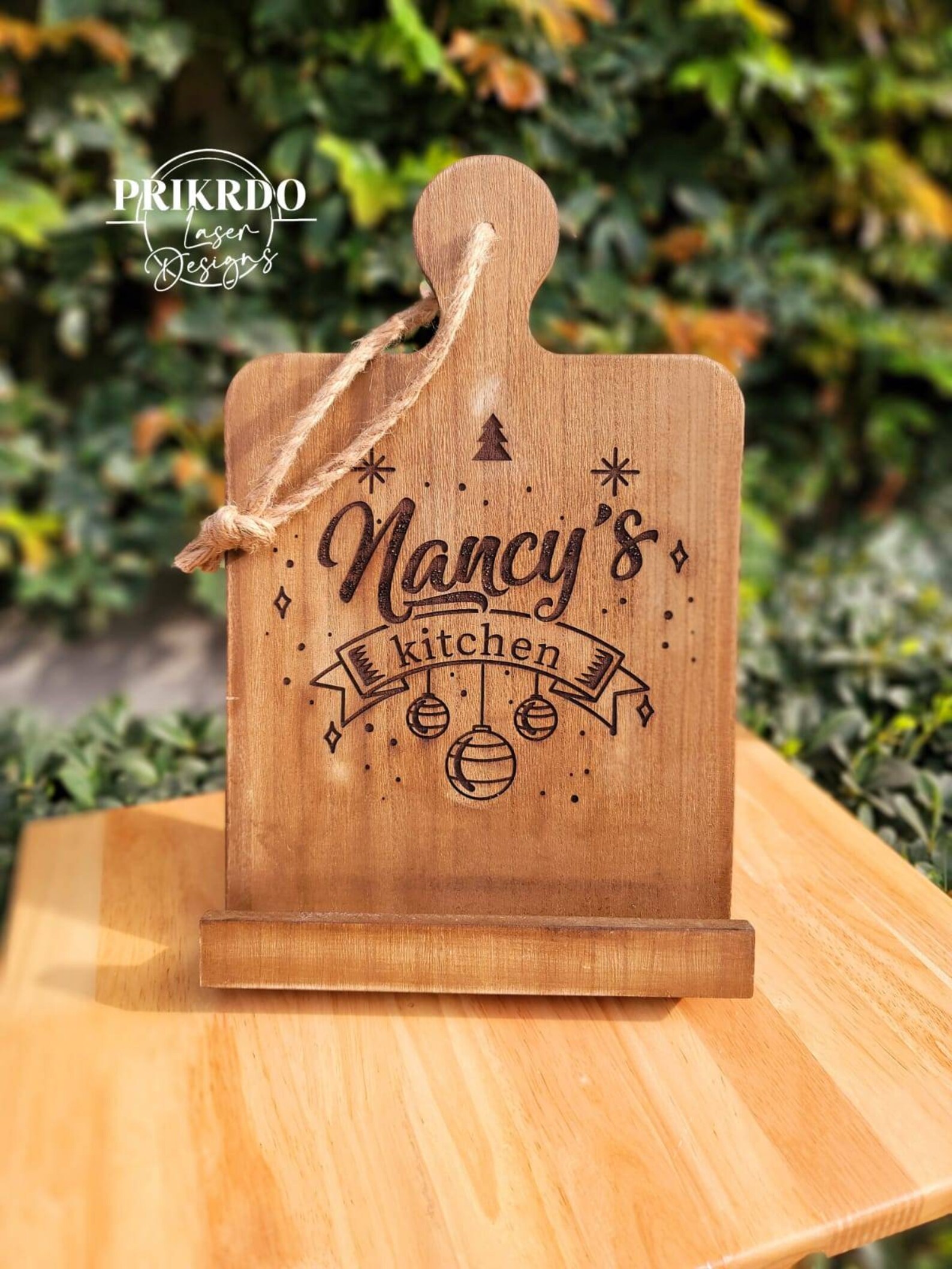 Personalized Engraved Recipe Book Stand Holder Cutting Board | Etsy